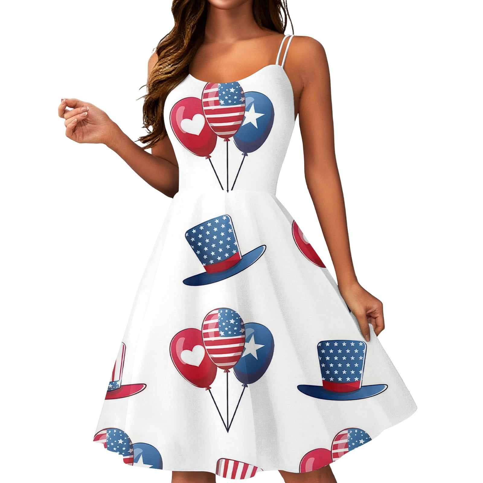 Women's American Flag Dress Patriotic Midi Dress Formal Backless 4th Of ...