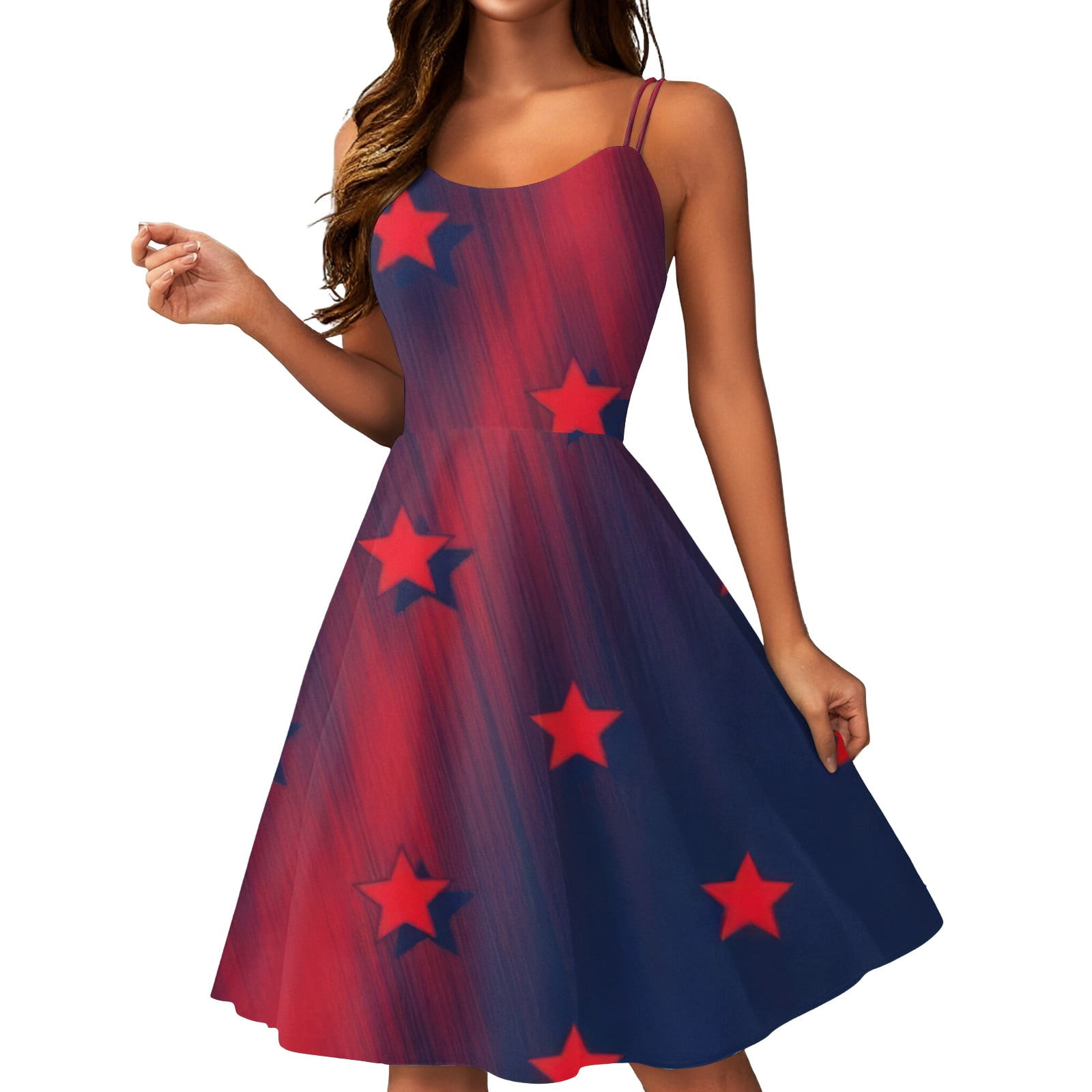 Women's American Flag Dress Patriotic Summer Dress Formal Backless 4th ...