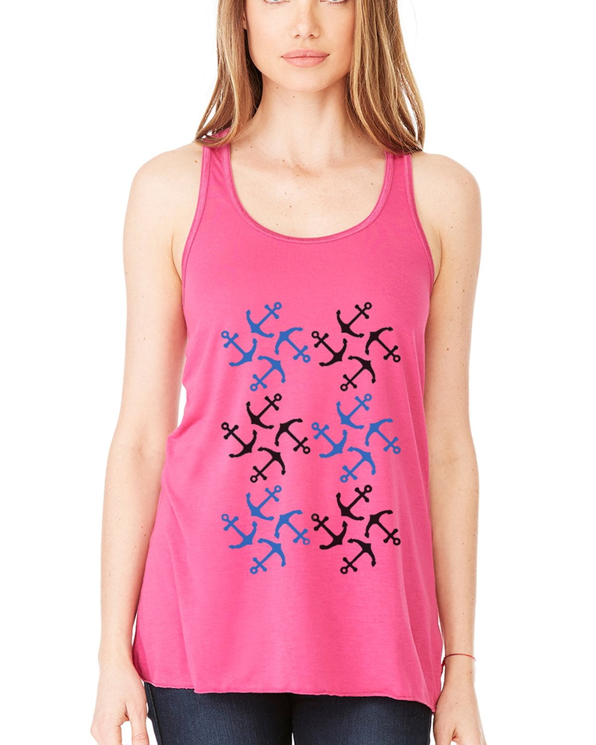 Women's Anchors Printed Flowy Racerback Tank Top - Walmart.com