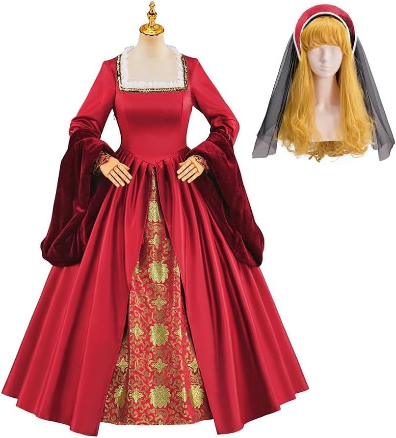 Women’s Anne Boleyn Tudor Queen Dress Renaissance Elizabethan Ball Gown ...