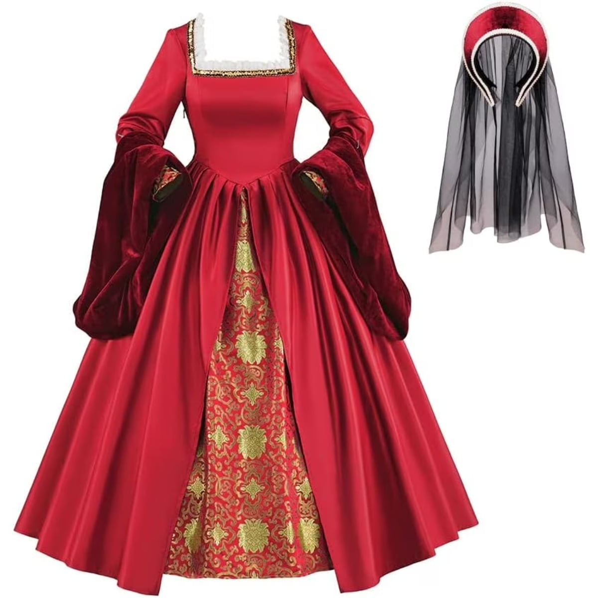 Women’s Anne Boleyn Tudor Queen Renaissance Elizabethan Style Ball Gown ...