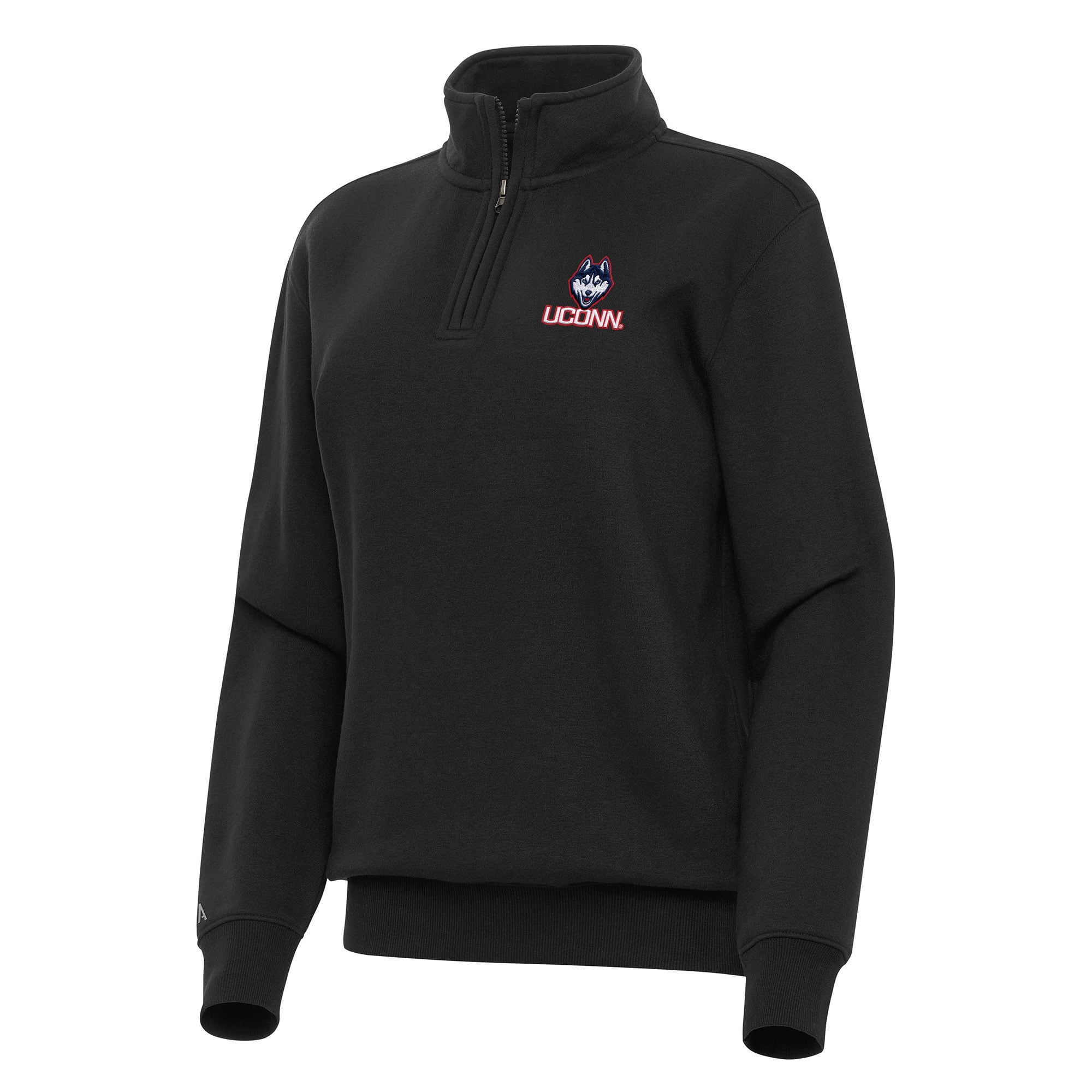 Women's Antigua Black UConn Huskies Victory Quarter-Zip Sweatshirt ...