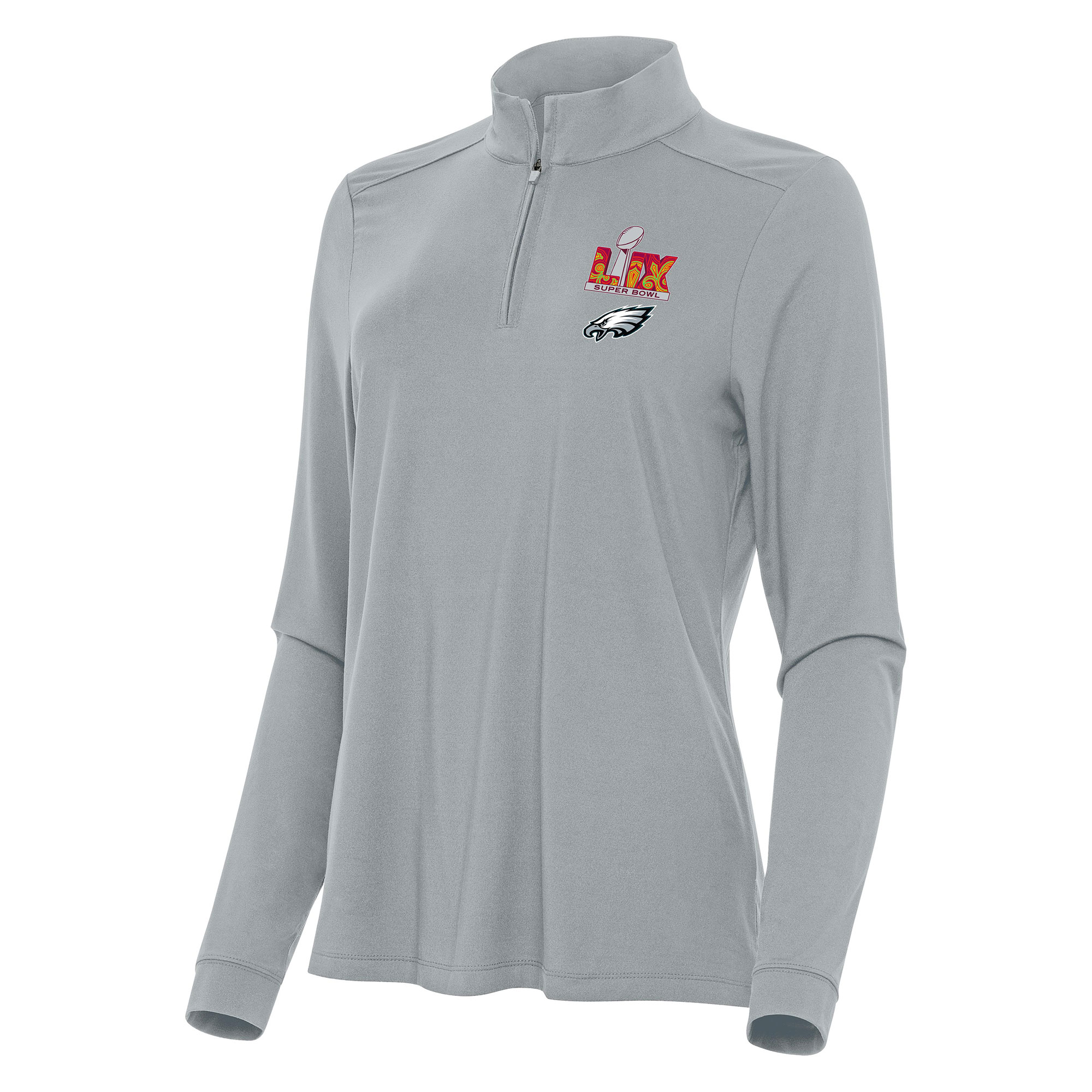 Women's Antigua Gray Philadelphia Eagles Super Bowl LIX Intent Quarter-Zip Top - Walmart.com