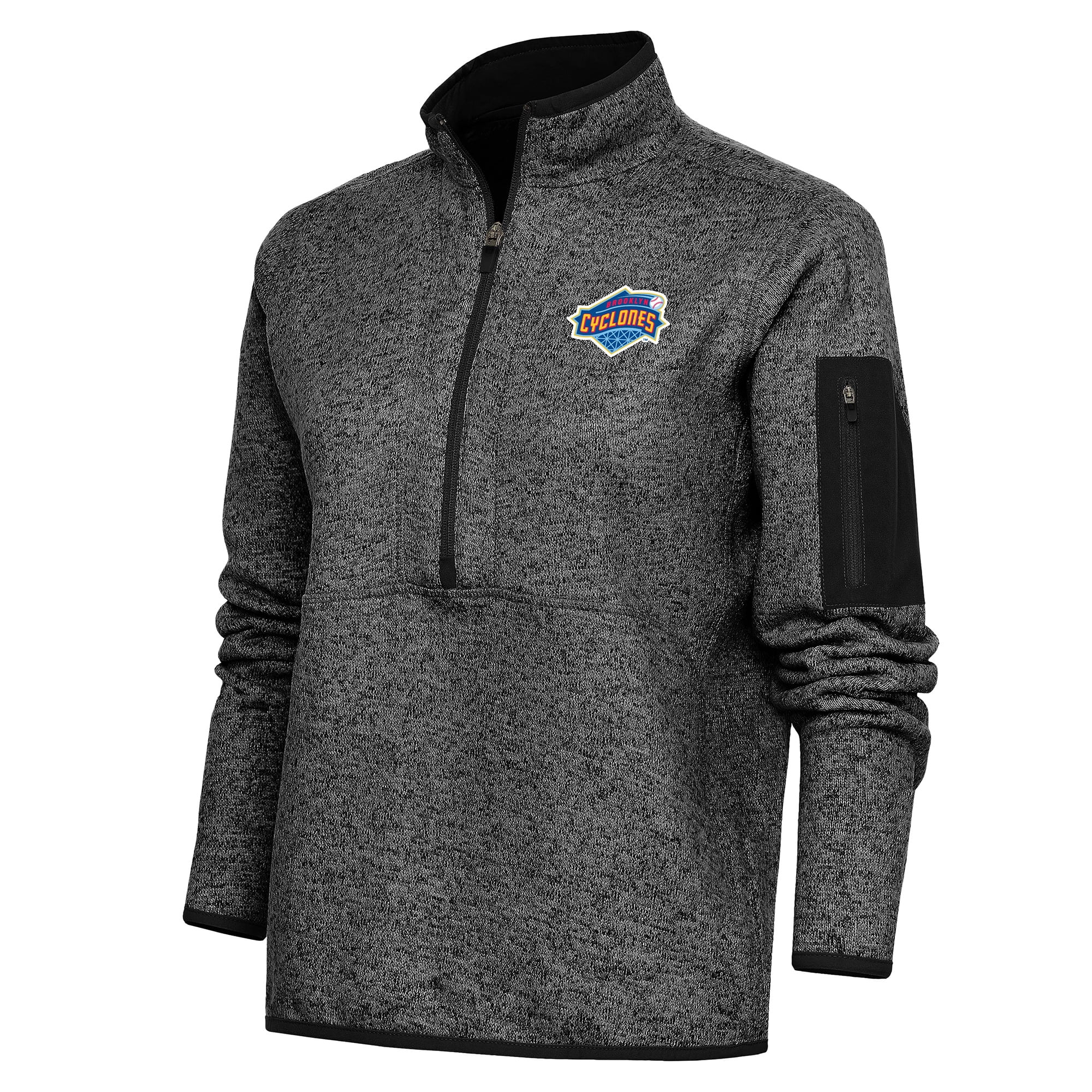 Women's Antigua Heather Black Brooklyn Cyclones Fortune Half-Zip ...