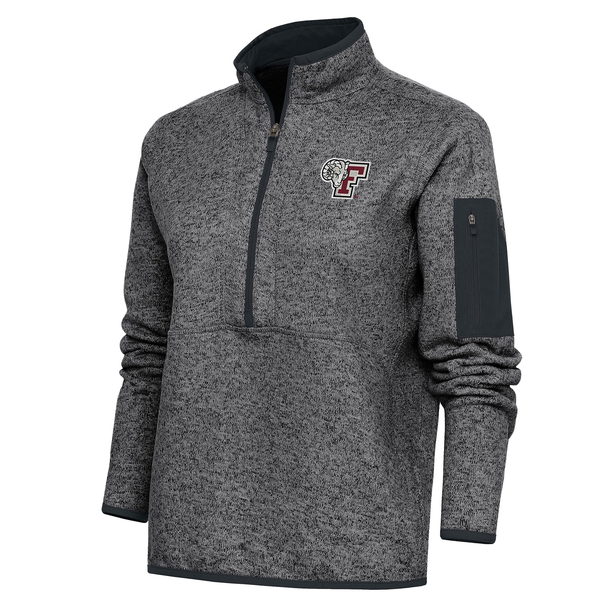 Women's Antigua Heather Charcoal Fordham Rams Fortune Half-Zip Pullover ...