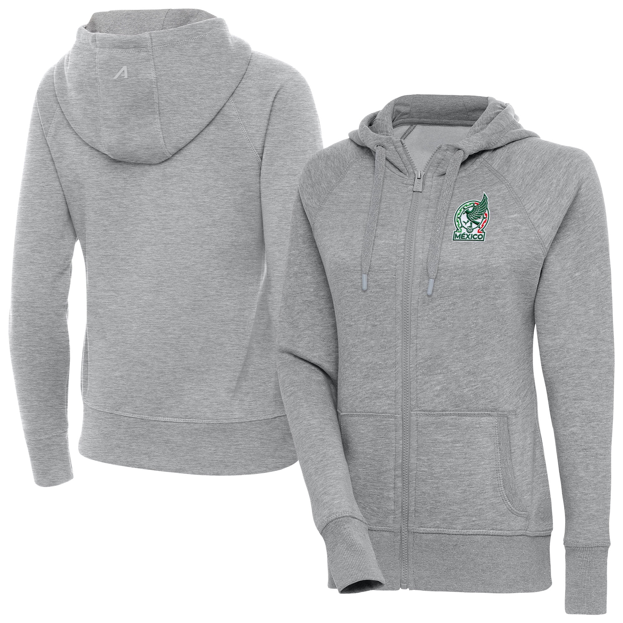 Women's Antigua Heather Gray Mexico National Team Takeover Full-Zip ...