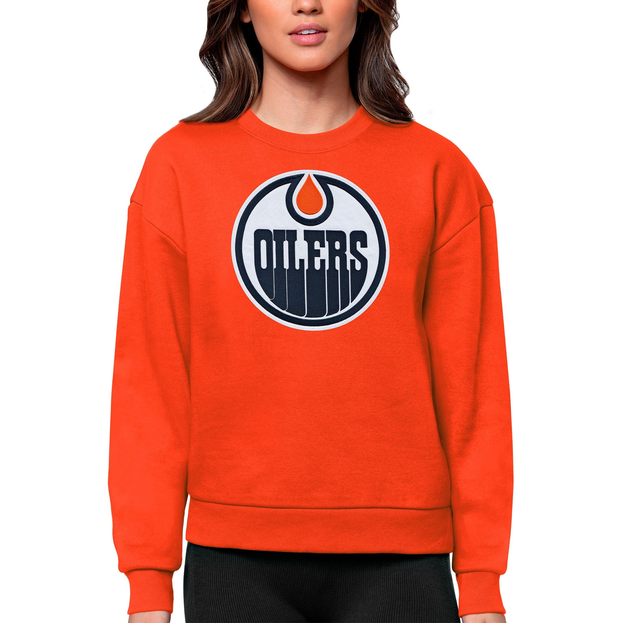 Women's Antigua Orange Edmonton Oilers Primary Logo Team Logo Victory ...