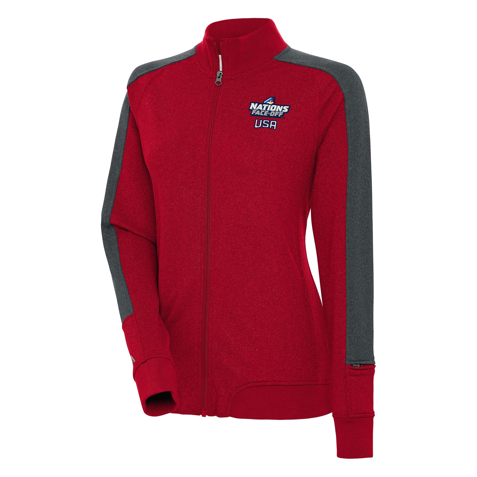 Women's Antigua Red USA Hockey 2025 4 Nations Face Off Strike Full-Zip ...