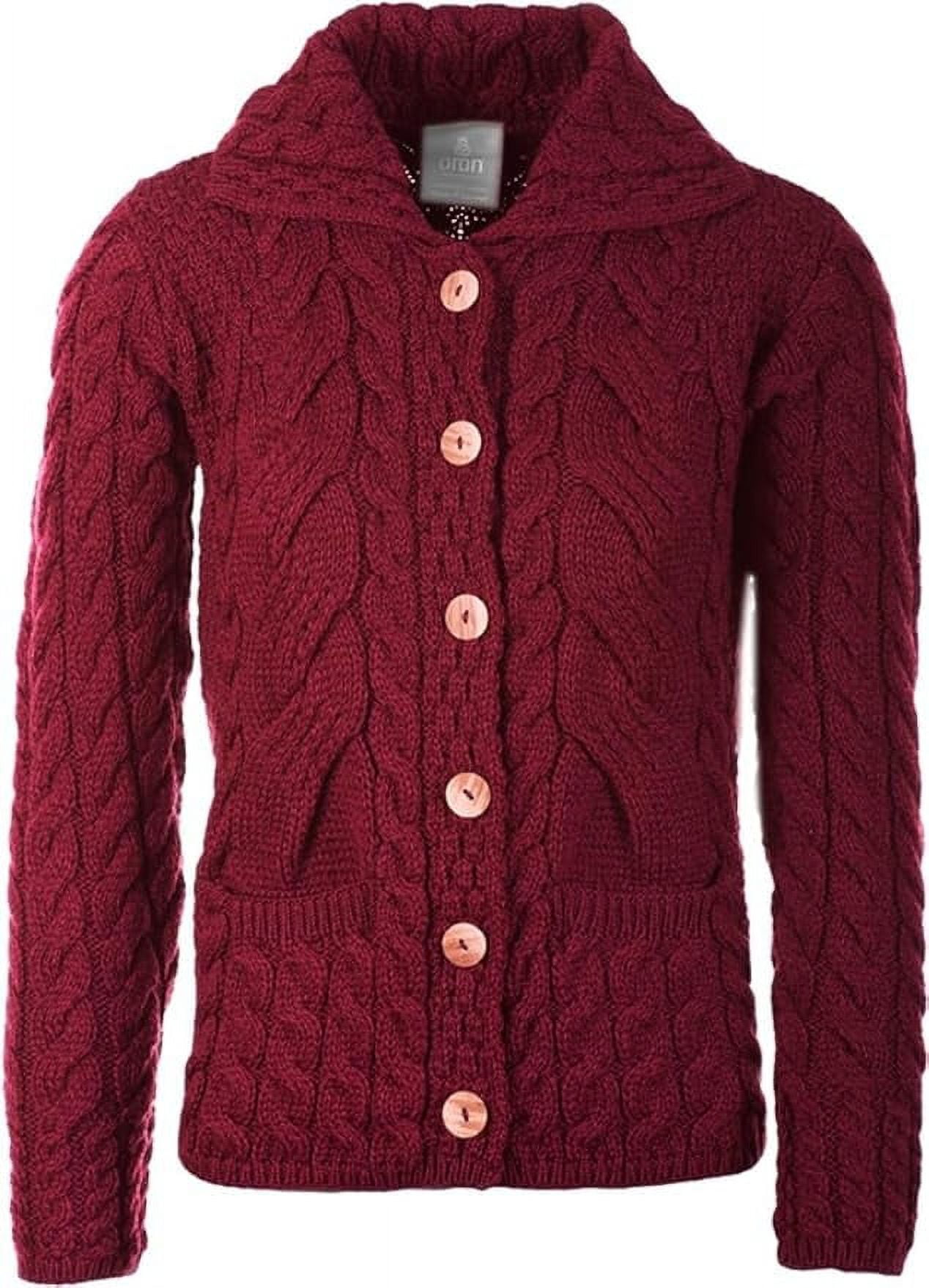 Aran Woollen Mills Women’s Aran Cardigan Sweater, Red, Size Medium ...