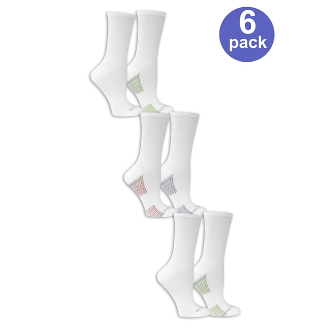 Women's Arch Support Crew Socks, 6 Pack - Walmart.com