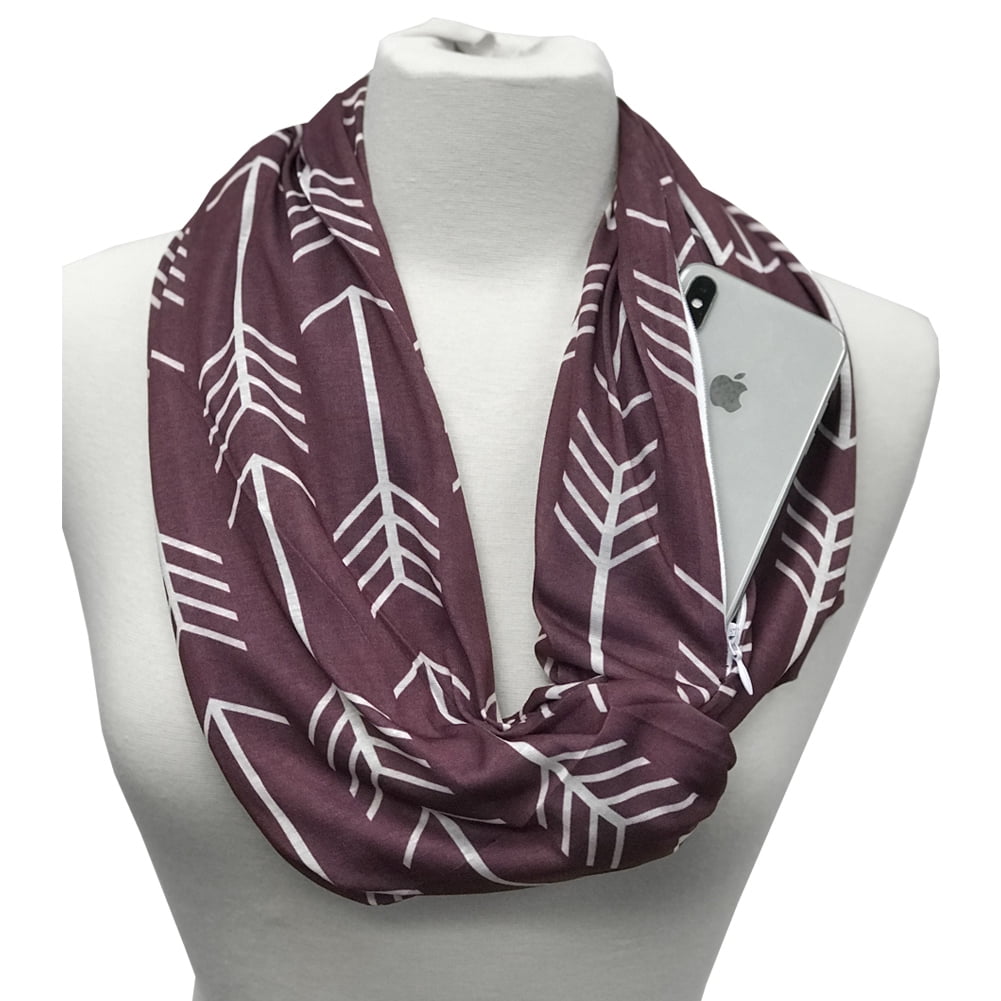 Pop Fashion Women's Infinity Scarf with Hidden Zipper Pocket & Pattern ...