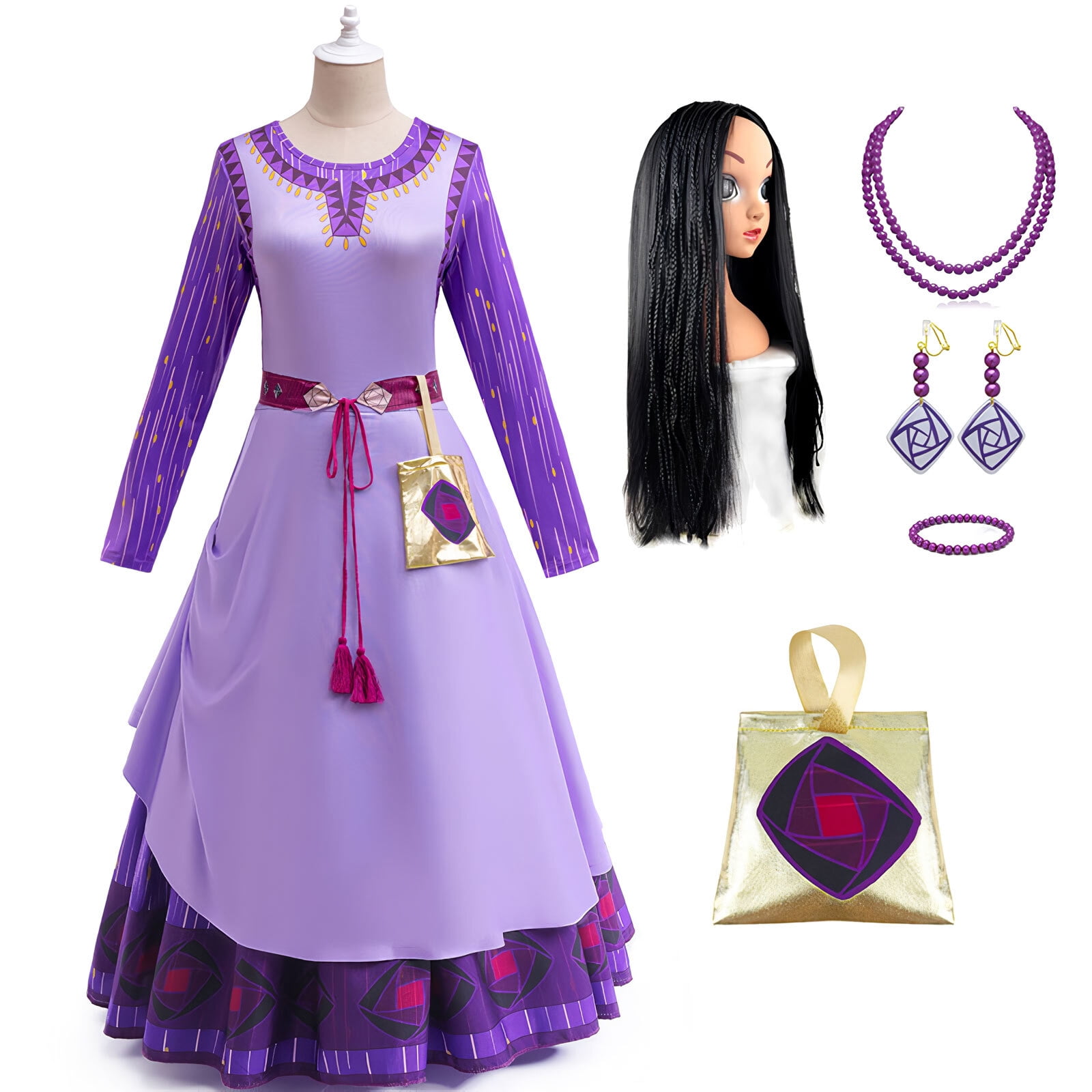Women’s Asha Costume Dress Halloween Cosplay Princess Outfits with ...