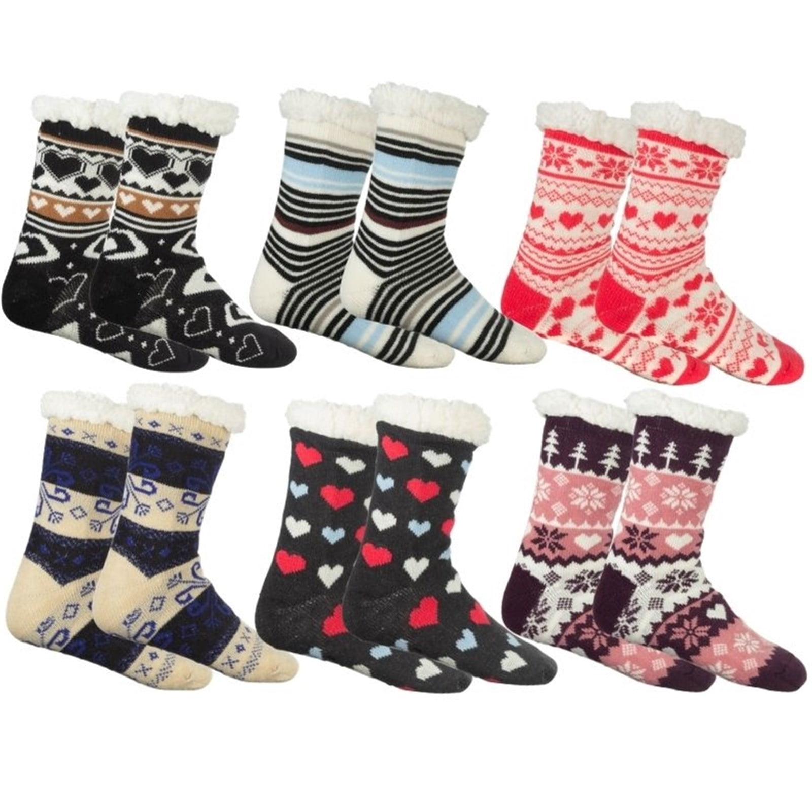 Women's Assorted Soft Sherpa Slipper Socks (3-Pairs) - Walmart.com