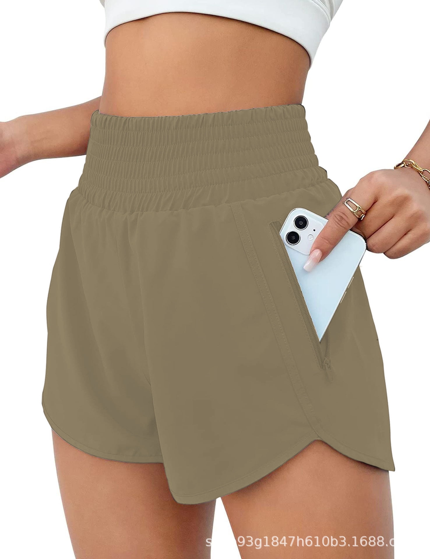 Womens Athletic Shorts High Waisted Running Shorts Pocket Sporty