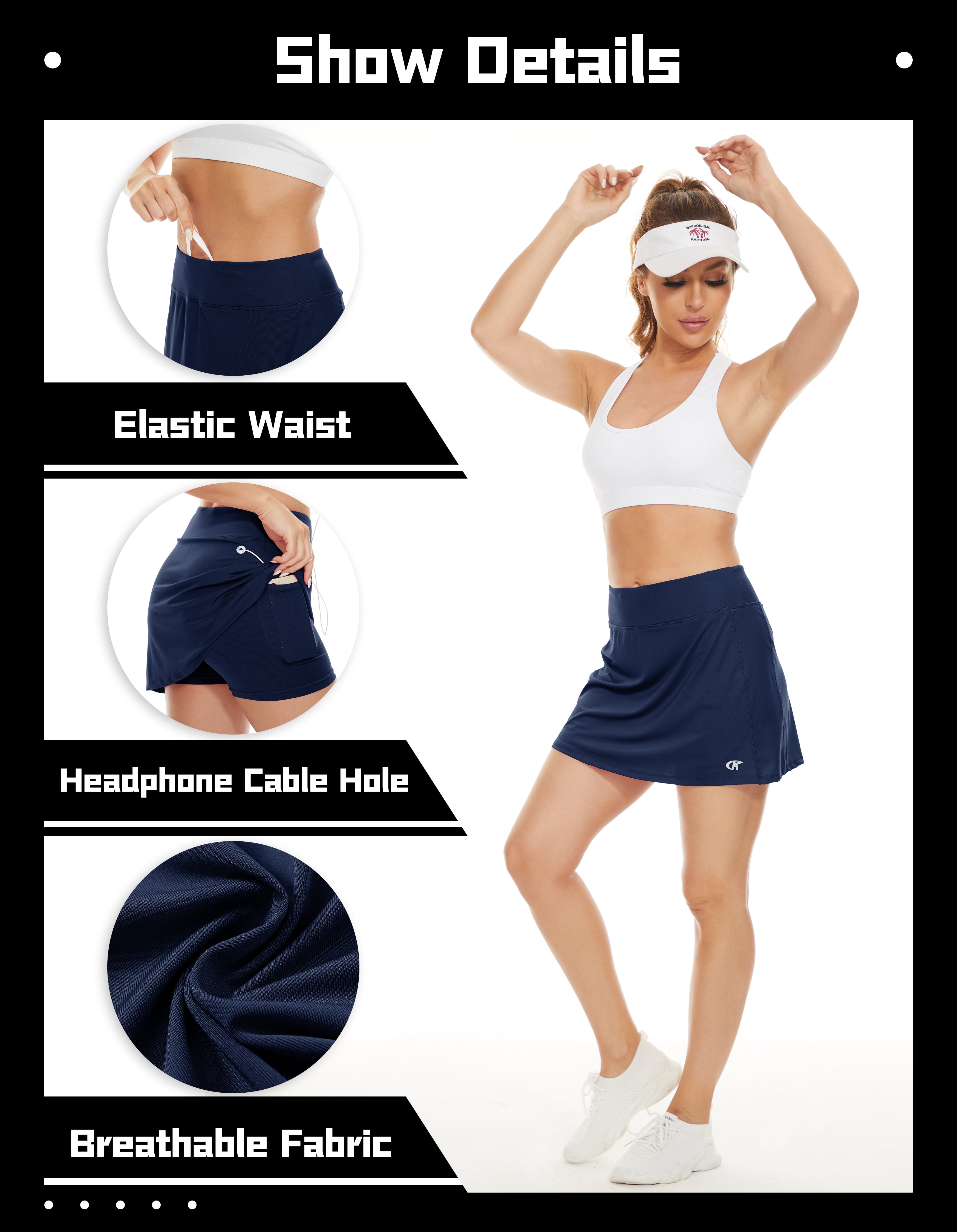 Women's Athletic Tennis Skorts with Ball Pockets Lightweight Active ...