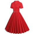 Women's Audrey Hepburn Retro Vintage Tea Party Prom Dress Short Sleeve ...