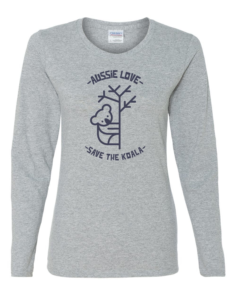 Women's Aussie Love Save the Koala Fitted Long Sleeve T-shirt-Sport ...