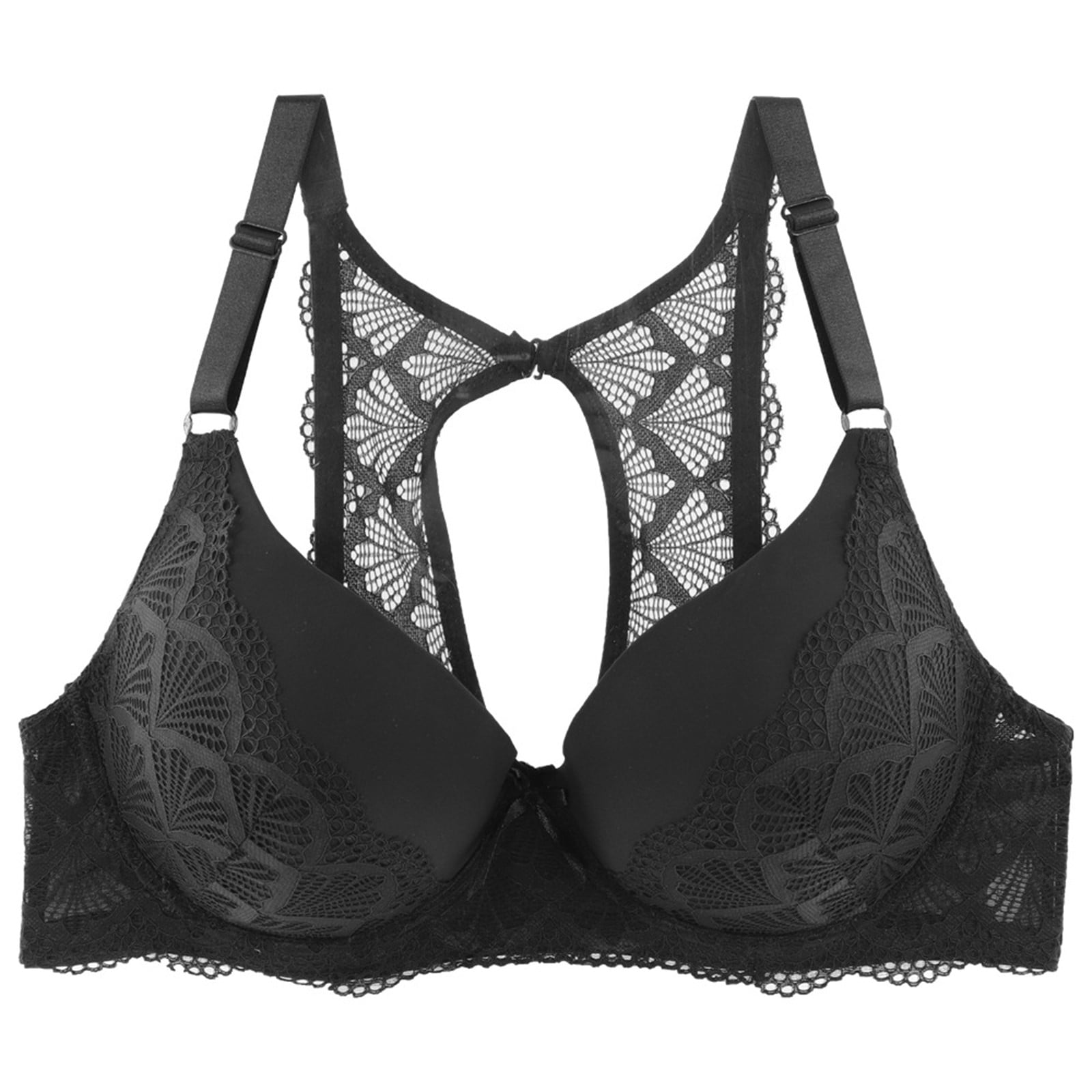 Women's Balconette Bra Plus Size Lace Sexy Wirefree Padded Push Up Demi ...
