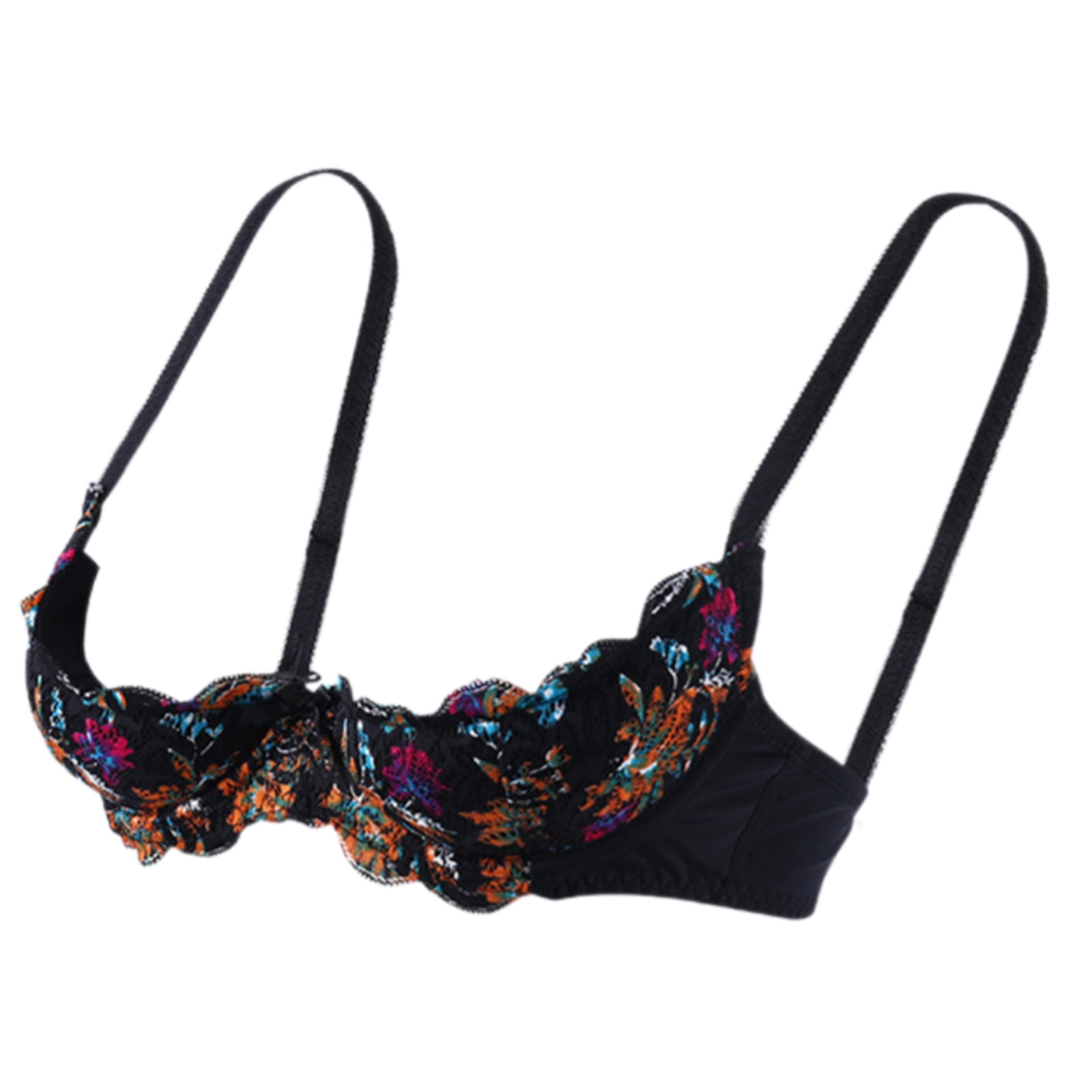 Women's Balconette Bra with Push Up Effect 1/4 Cup Lace Bra Underwired ...
