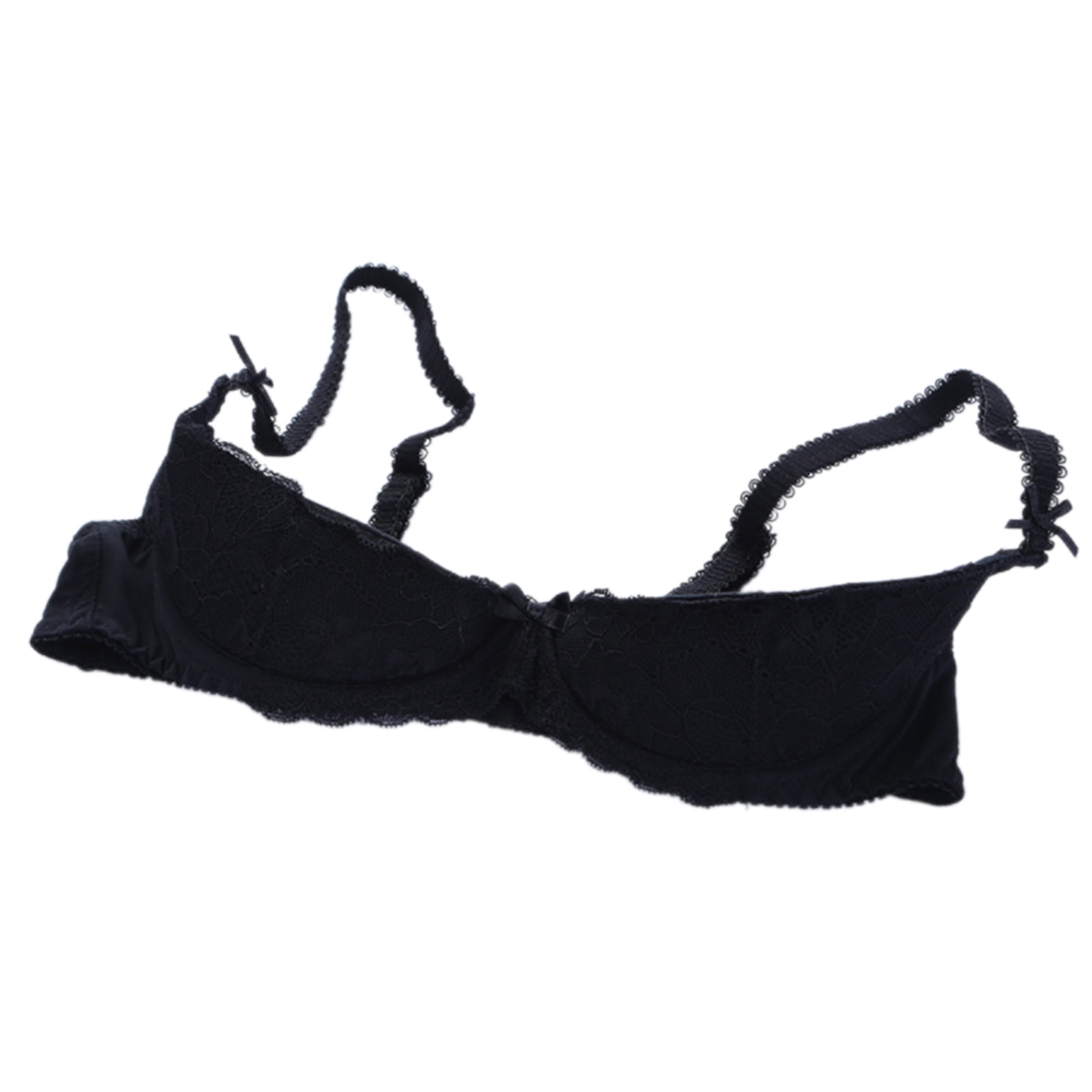 Women's Balconette Bra with Push Up Effect 1/4 Cup Lace Bra Underwired ...
