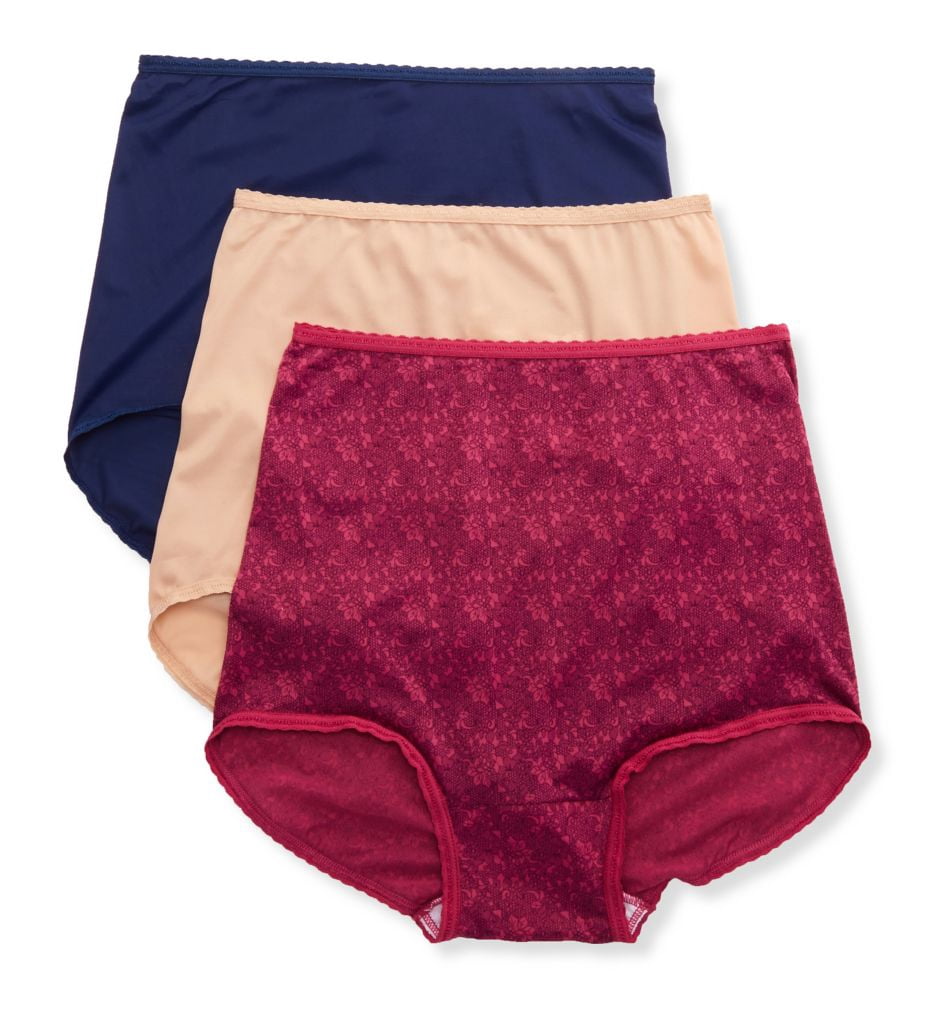 Women's Bali A633 Skimp Skamp Brief Panty - 3 Pack (Nude/Navy/Lace 11 ...