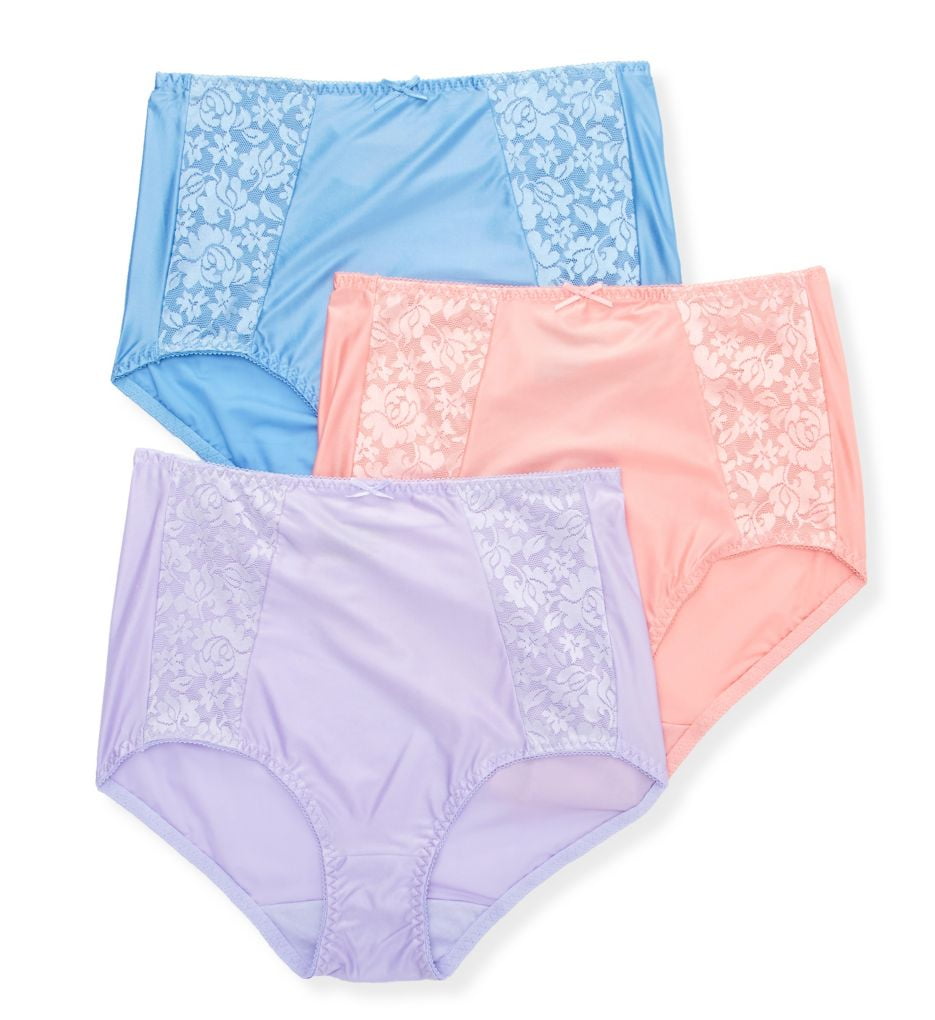 Women's Bali DFDBB3 Double Support Brief Panty - 3 Pack (Pink/Blue ...