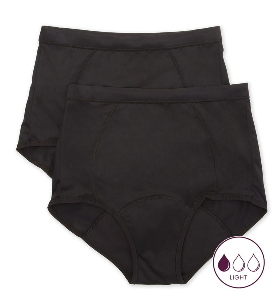 Women's Bali DFS064 Light Leak Protection Brief - 2 Pack (Black M ...