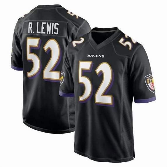 Women's Baltimore R.Lewis 52 Black Sports Player Game Stitched Name ...