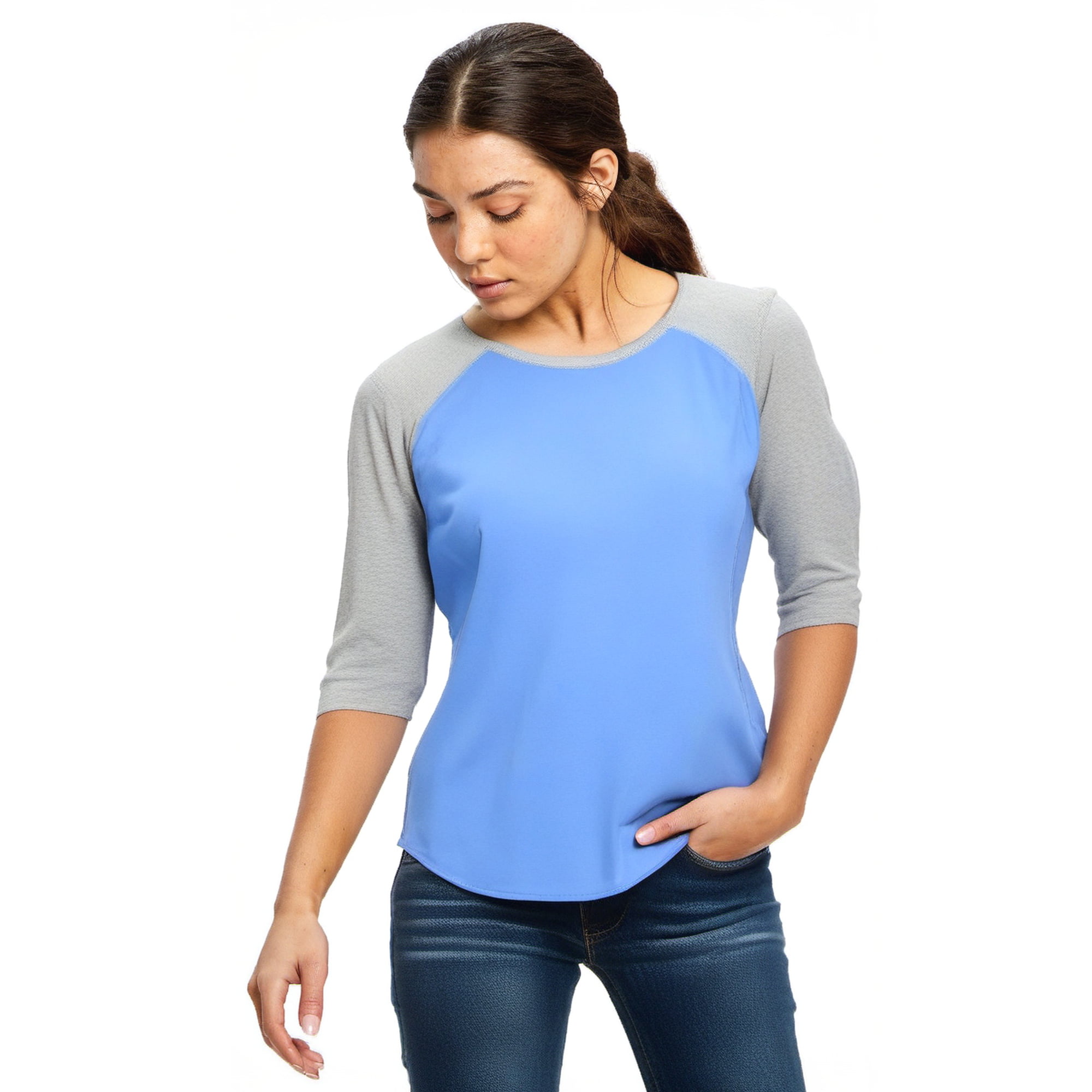 Fine Jersey Baseball Tshirt for Womens 3/4 Length Sleeve Tee Tops ...