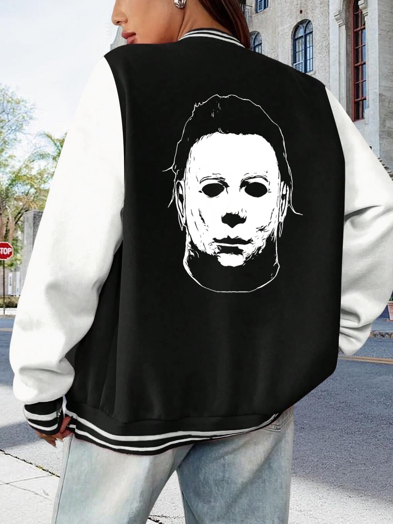 Women's Baseball Jacket Shape Hoodie for Women Halloween Horror Movies ...