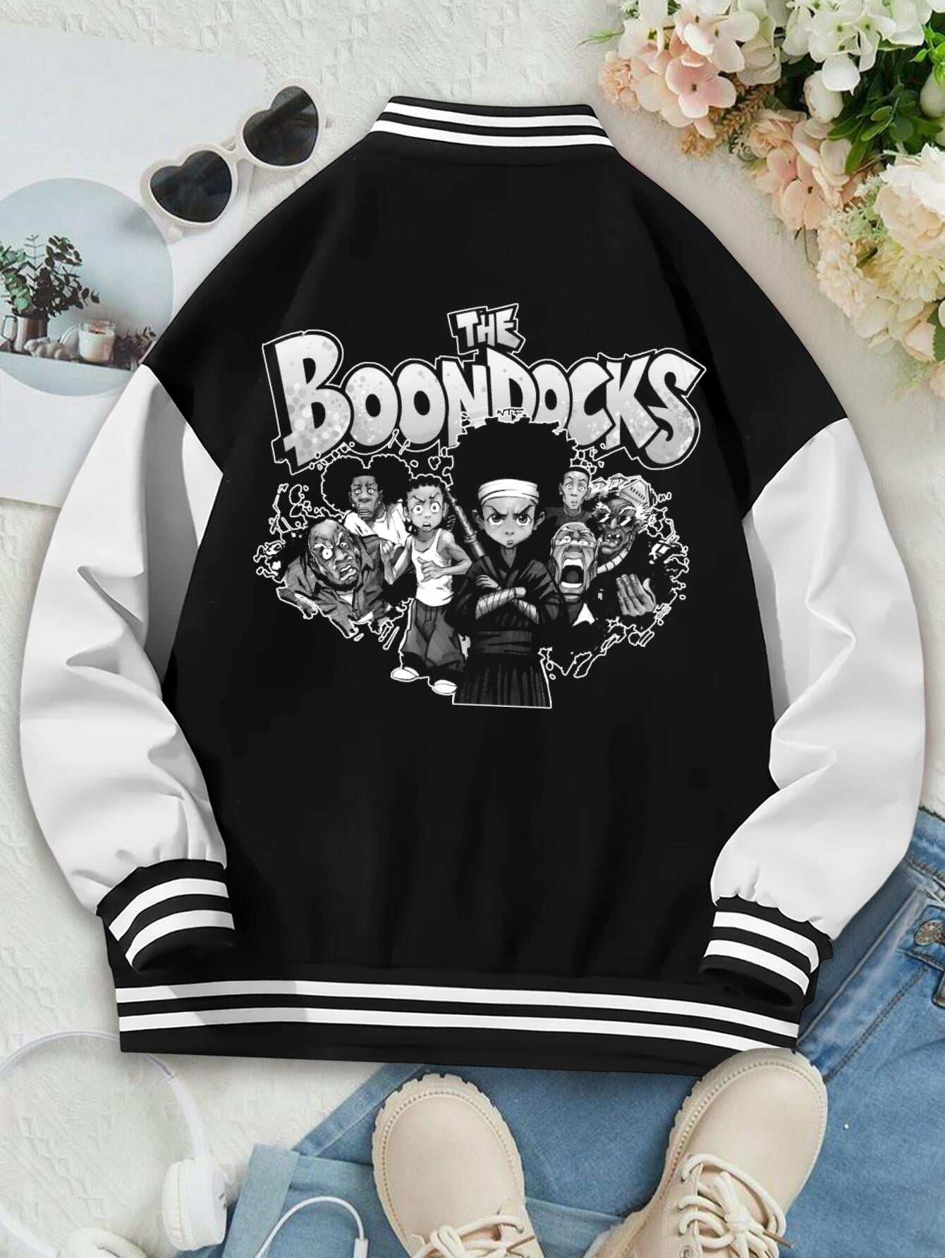 Women's Baseball Jacket The Boondocks Hoodie Anime Varsity Jacket for ...
