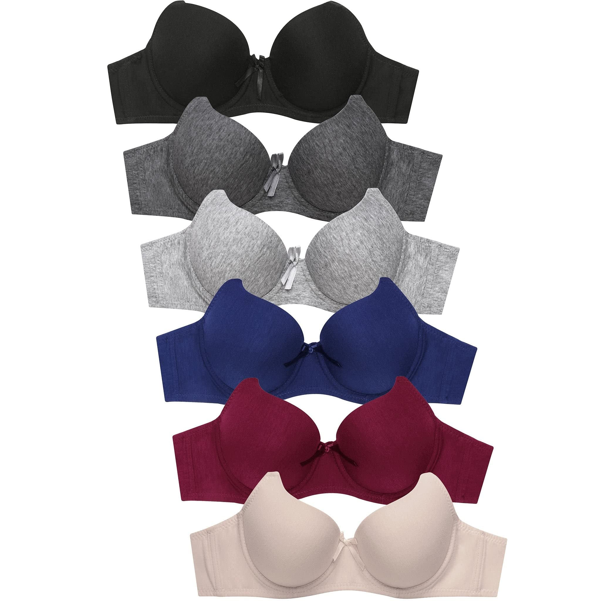 Women's Basic Plain Bras Packs of 6 - Various Styles 36D, 65 3 Hooks ...