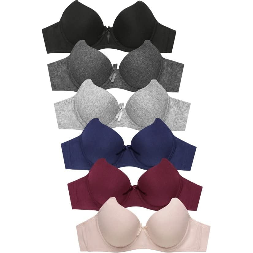 Women's Basic Plain Bras Packs of 6 - Various Styles 40DD, 65 3 Hooks ...