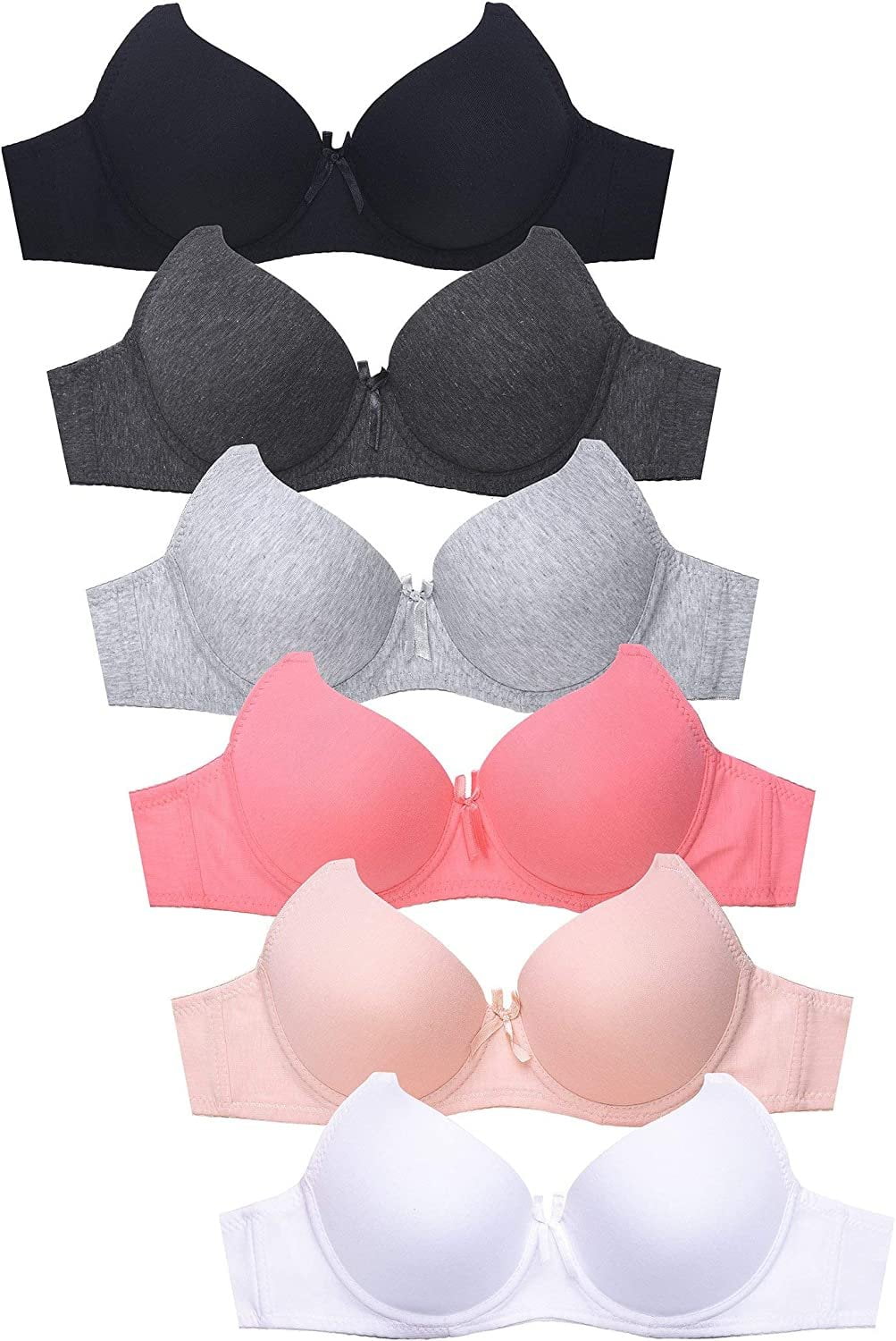 Women's Basic Plain Bras Packs of 6 - Various Styles 4450, 38B ...