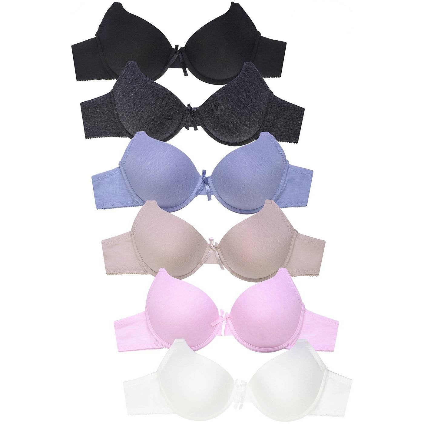 Women's Basic Plain Bras Packs of 6 - Various Styles, Aileen, 34B ...