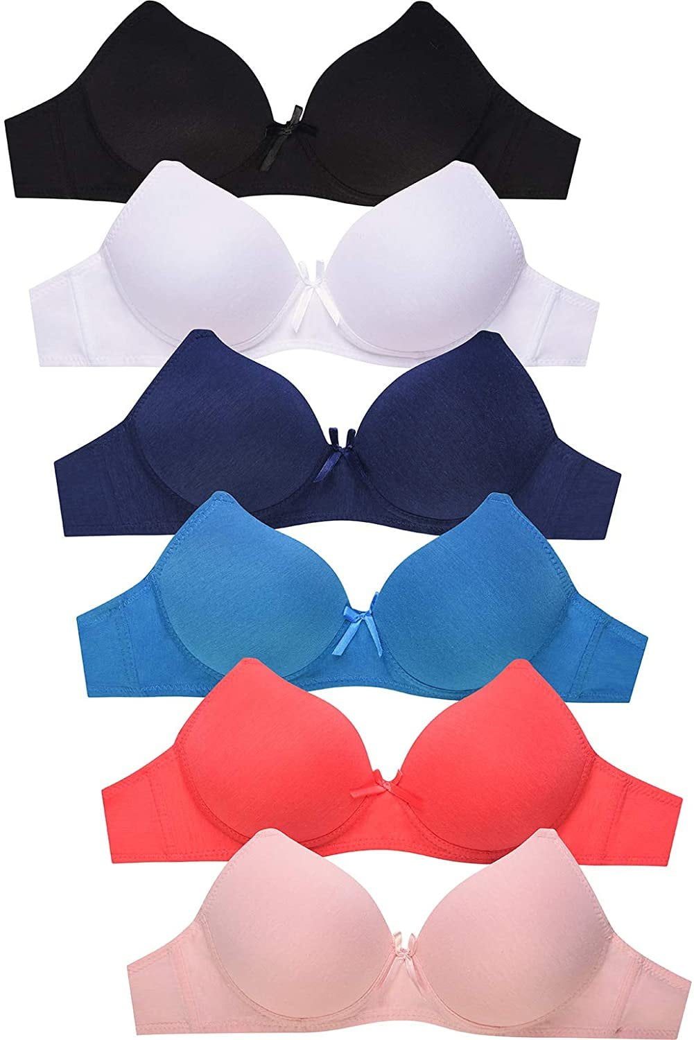 Women's Basic Plain Bras Packs of 6 - Various Styles Hope - no Wire ...