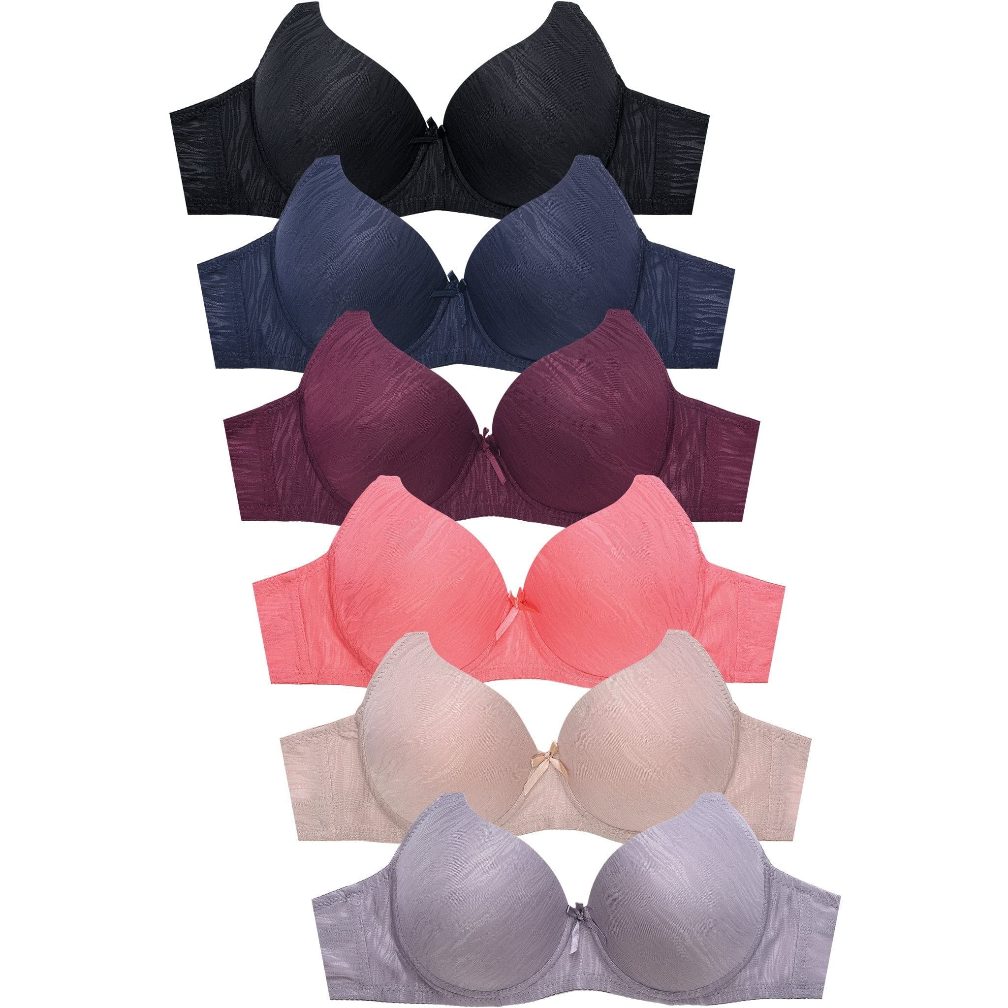 Mamia Women's Basic Lace/Plain Lace Bras Pack of 6- Various Styles ...