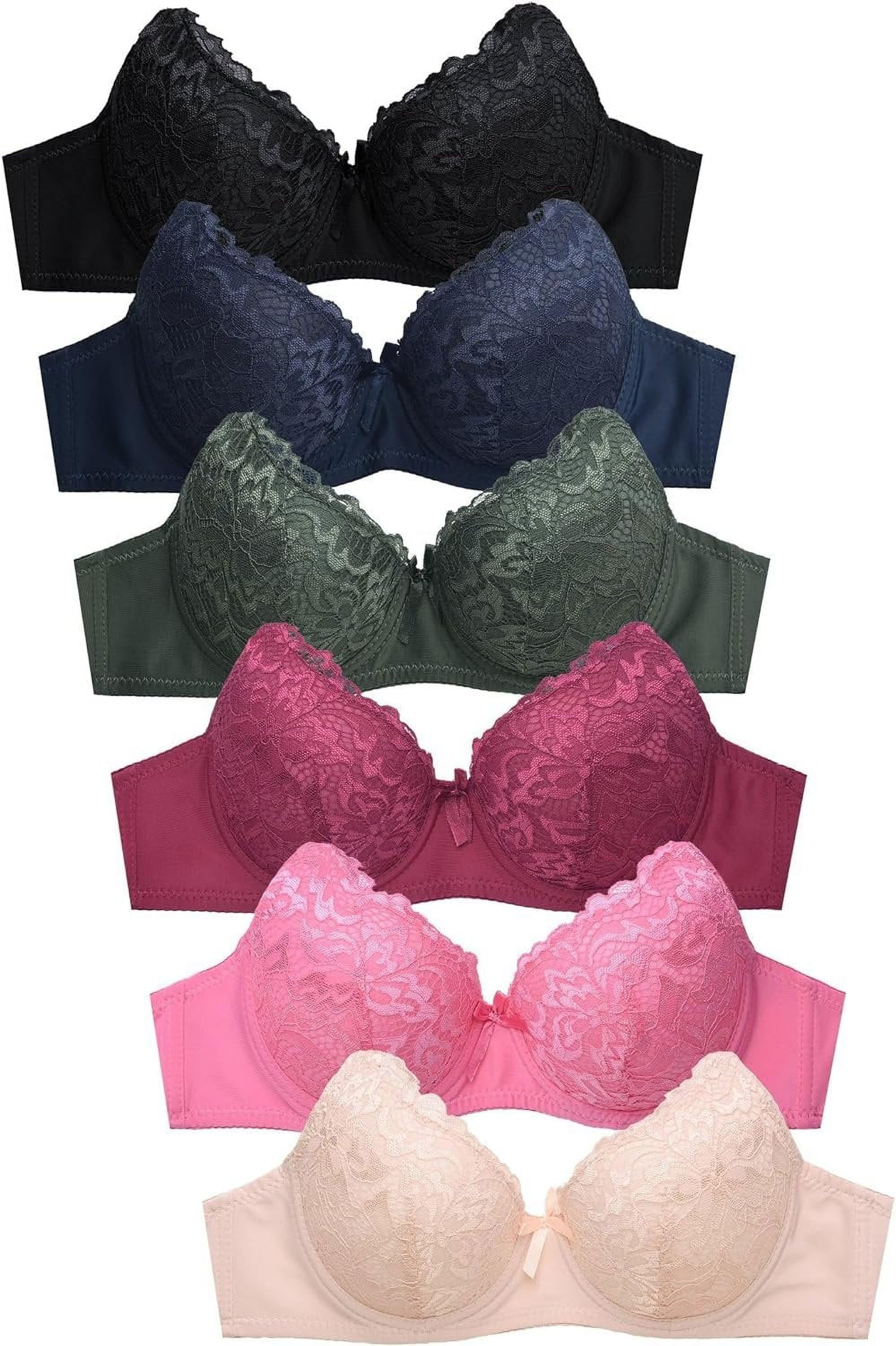 Women's Basic Plain Lace Bras Petite to Plus Size Pack of 6- Various ...