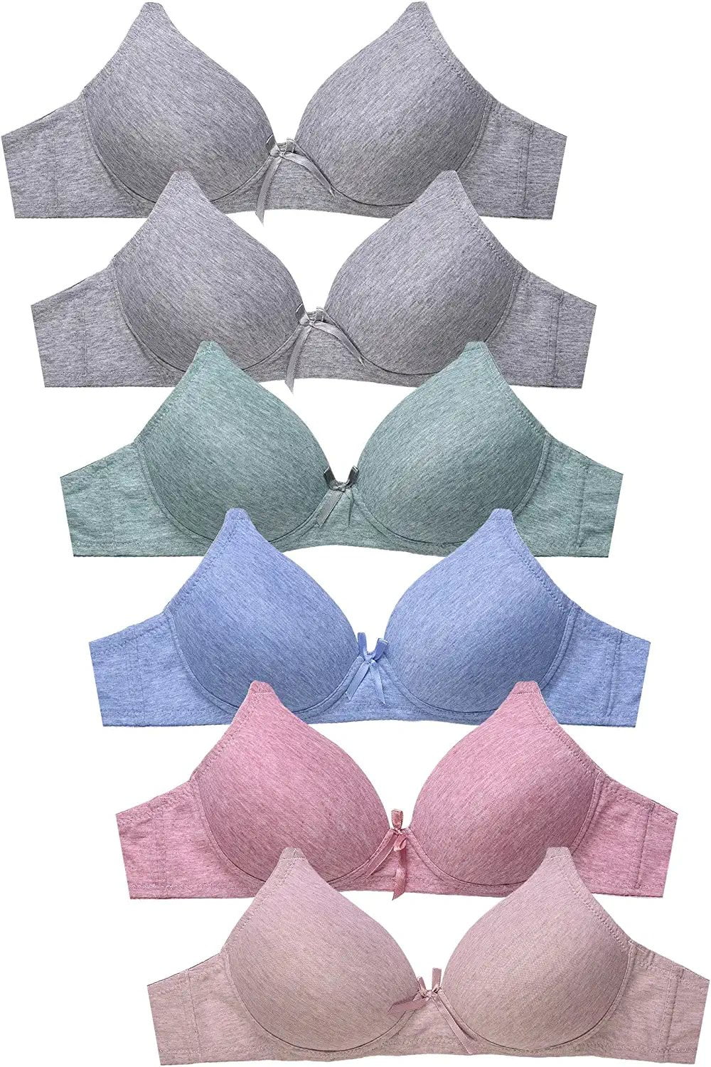 Women's Basic Plain Lace Bras Petite to Plus Size Pack of 6- Various ...
