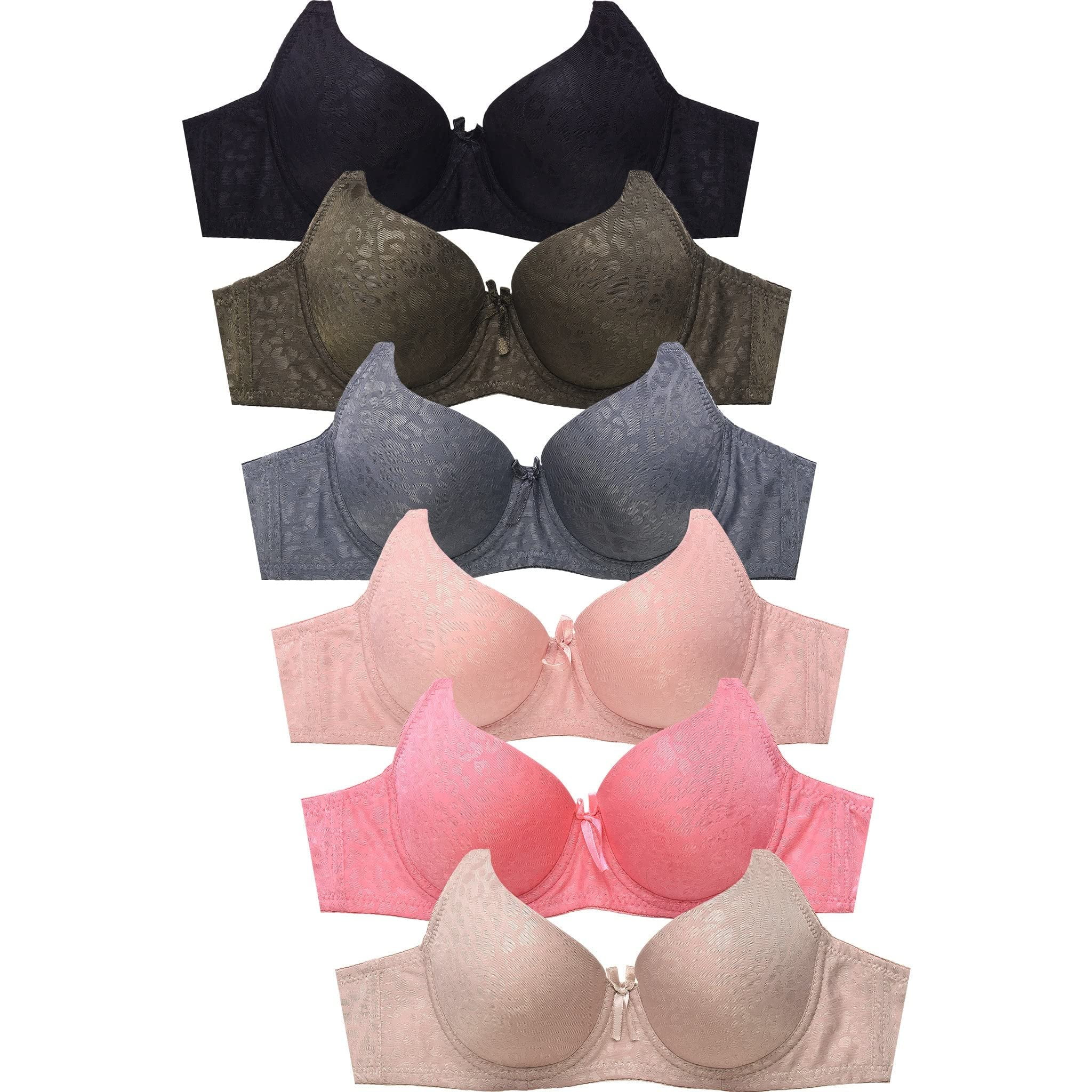 Women's Basic Plain Lace Bras Petite to Plus Size Pack of 6- Various ...