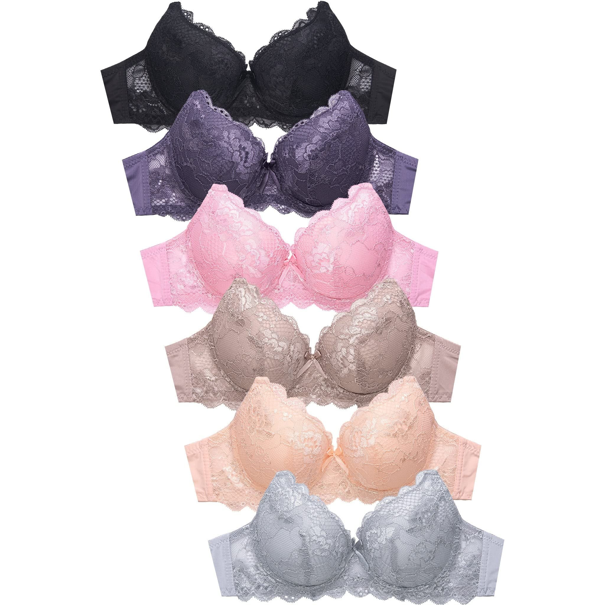 Women's Basic Plain Lace Bras Petite to Plus Size Pack of 6- Various ...