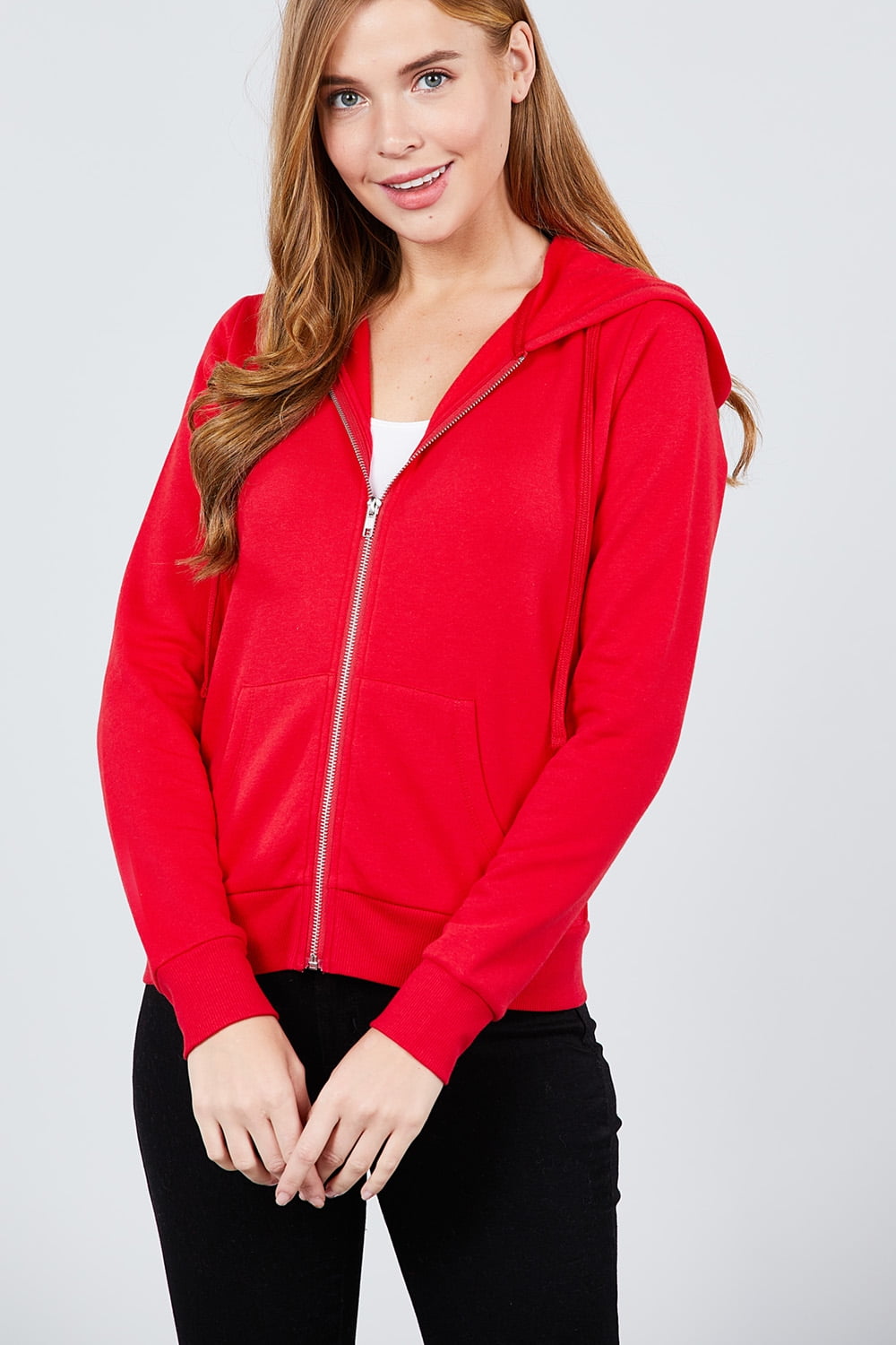 Women's Basic Zip Up Fleece Hoodie Jacket Lightweight w/ Pockets ... Women's Basic Zip Up Fleece Hoodie Jacket Lightweight w/ Pockets ...