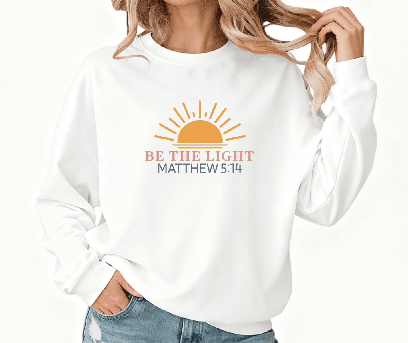 Women's "Be The Light" Matthew-Themed Graphic Sweatshirt Top Cozy ...