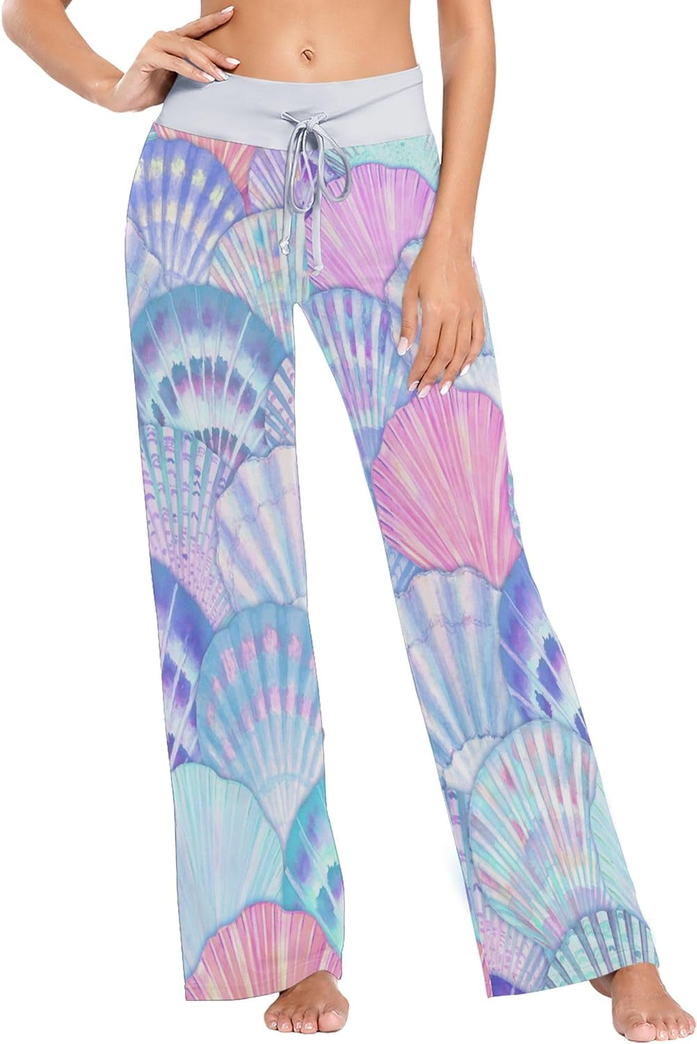 Women's Beach Coastal Sea Shell Seamless Pajama Pants, Casual Pajama ...