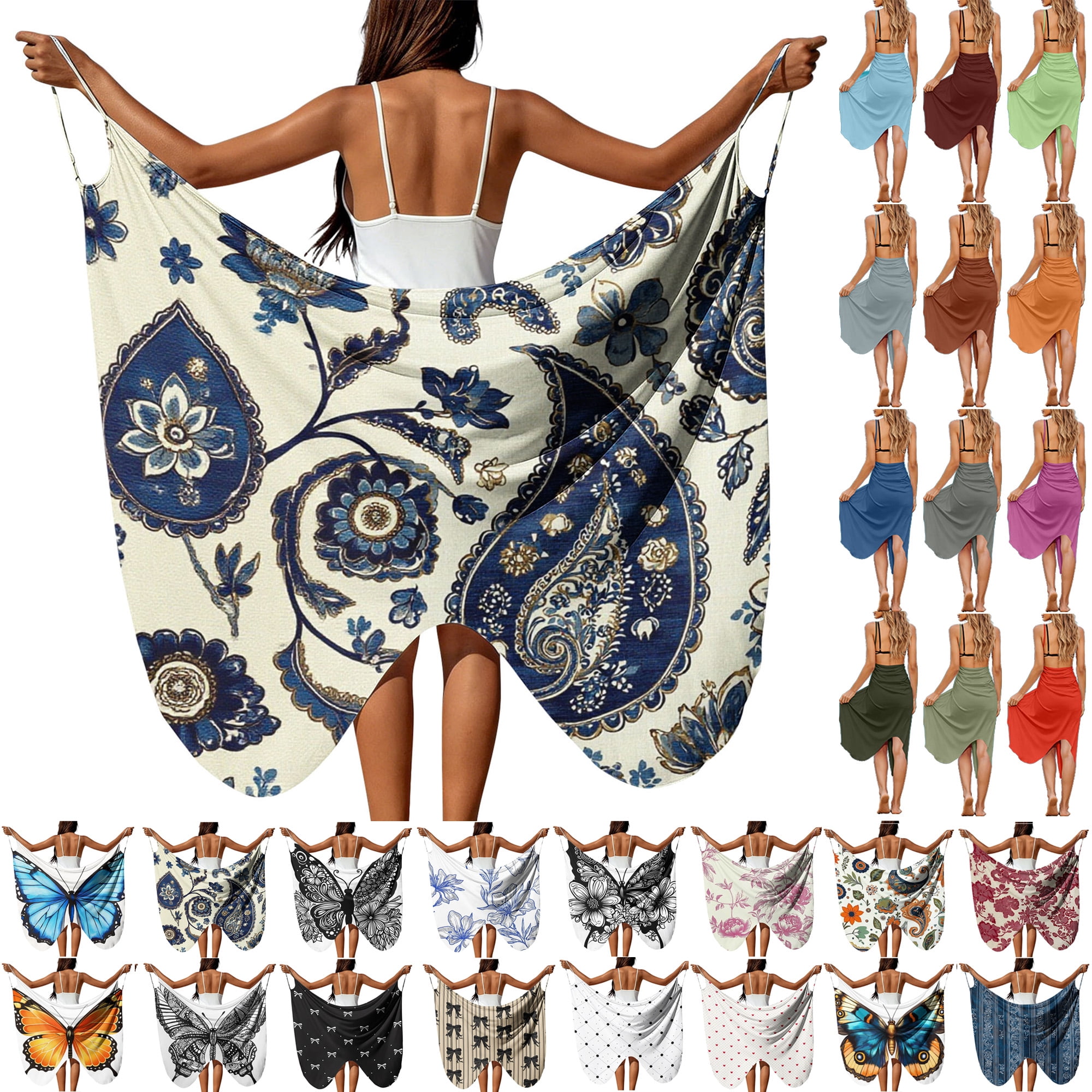 Women's Beach Sarong Semi-Sheer Swimwear Cover Ups Short Skirt with ...