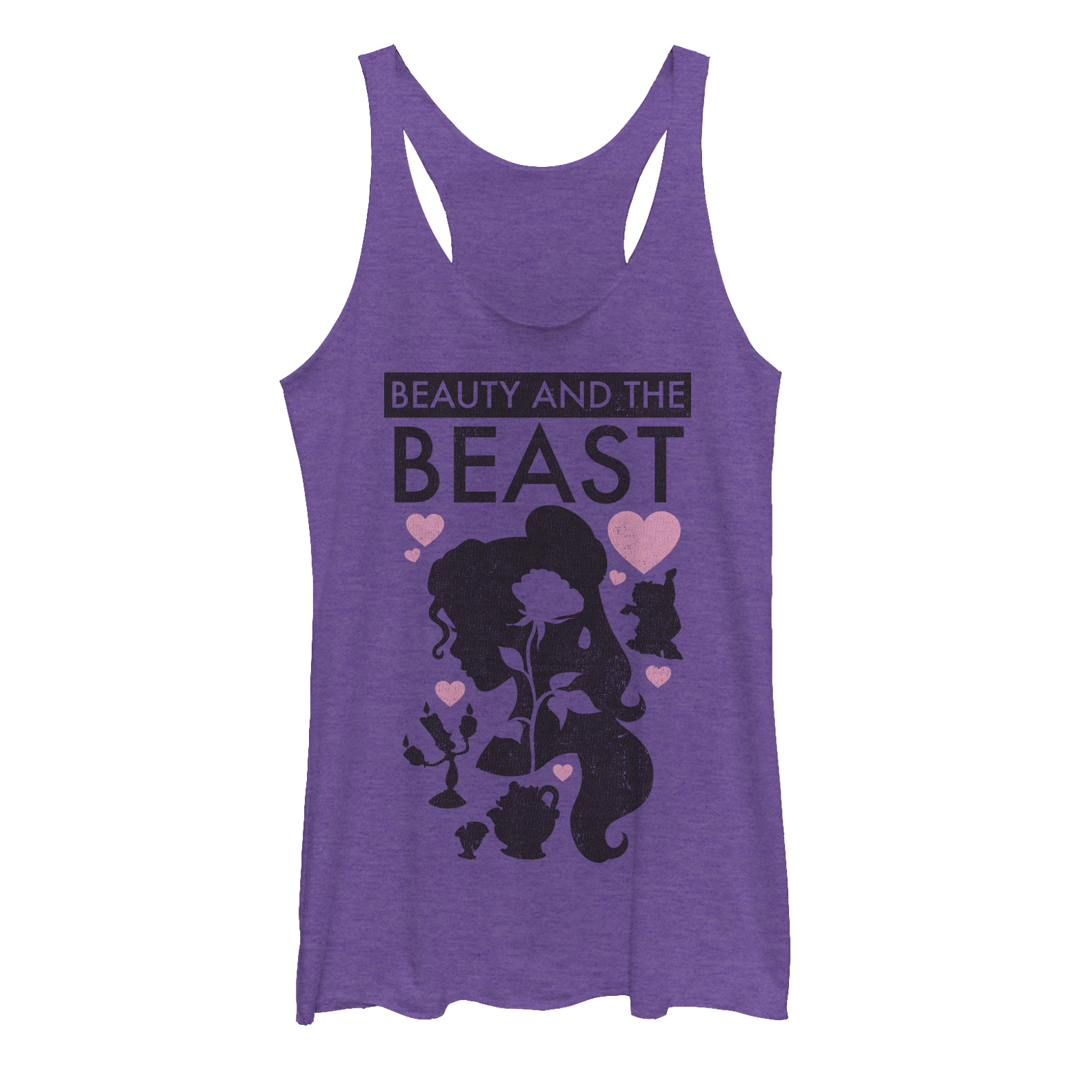 Women's Beauty and the Beast Symbols Racerback Tank Top Purple Heather ...