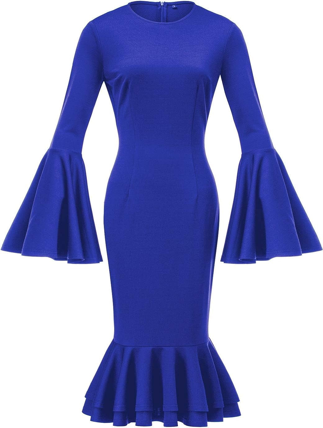 Women's Bell Sleeve Fishtail Dresses Bodycon Cocktail Party Pencil ...