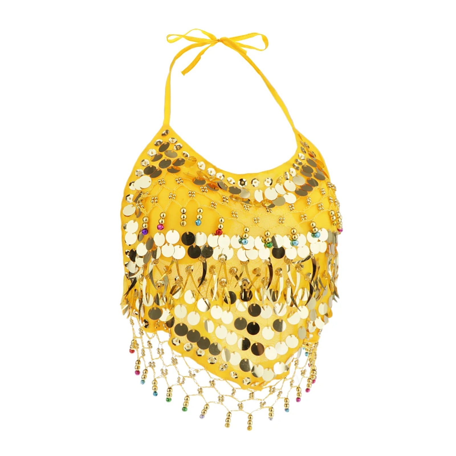 Women's Belly Dance Costume Sequin Bras Tassel Fringe Top Party ...