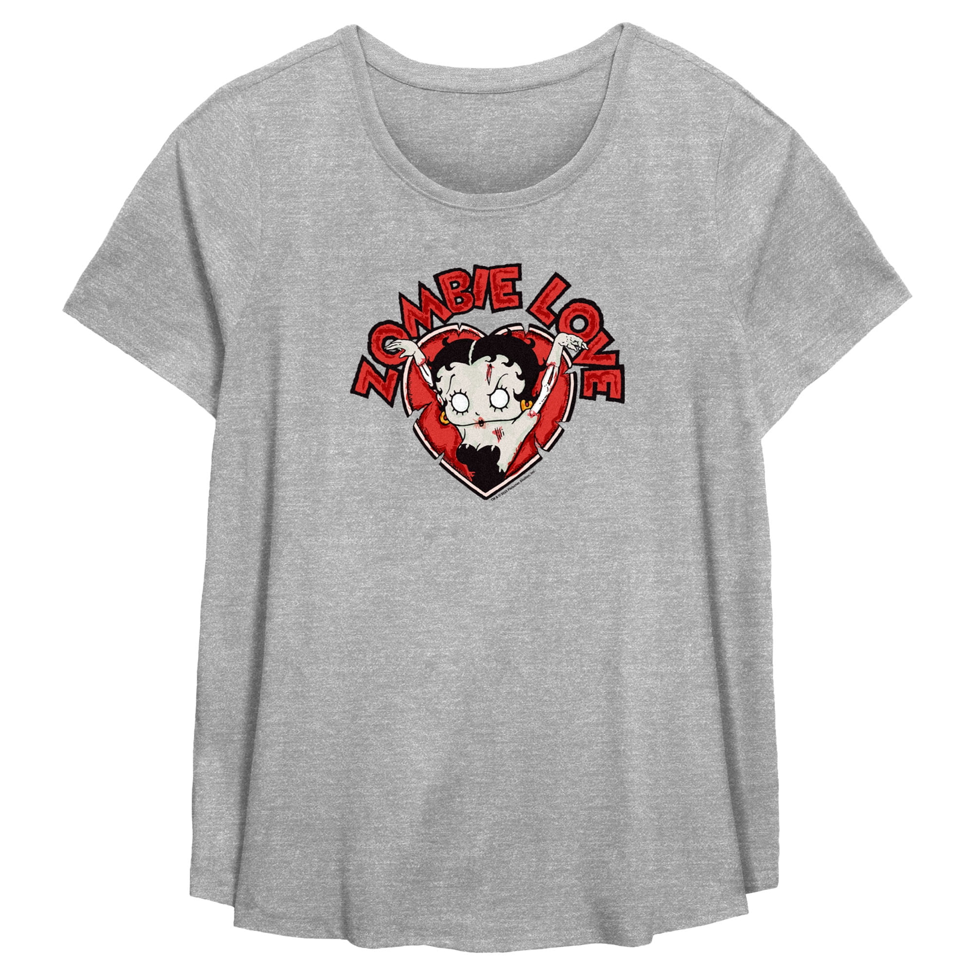 Women's Betty Boop Halloween Zombie Love Heart Graphic T-Shirt ...
