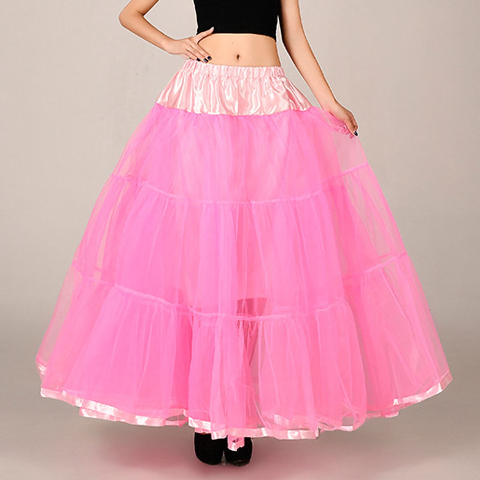 Women's Big Swing Long Boneless Skirt Half Shag Petticoat Long Jean ...